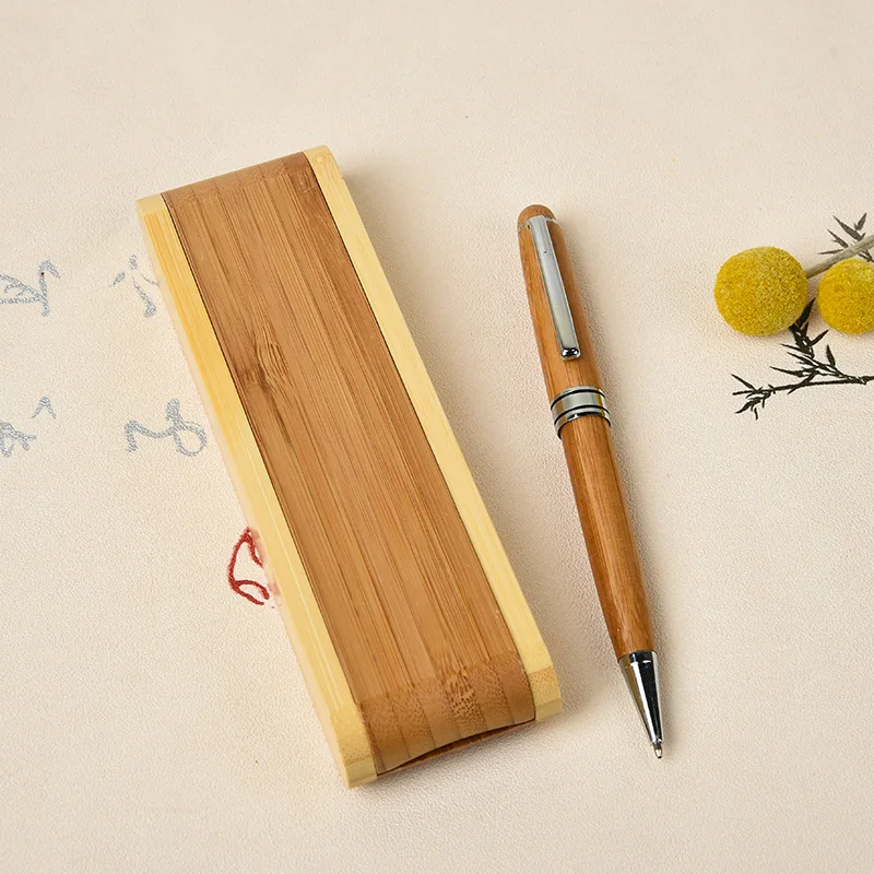 Bamboo Ballpoint Pen Set With Rollerball Pen Holder Box Journaling ...
