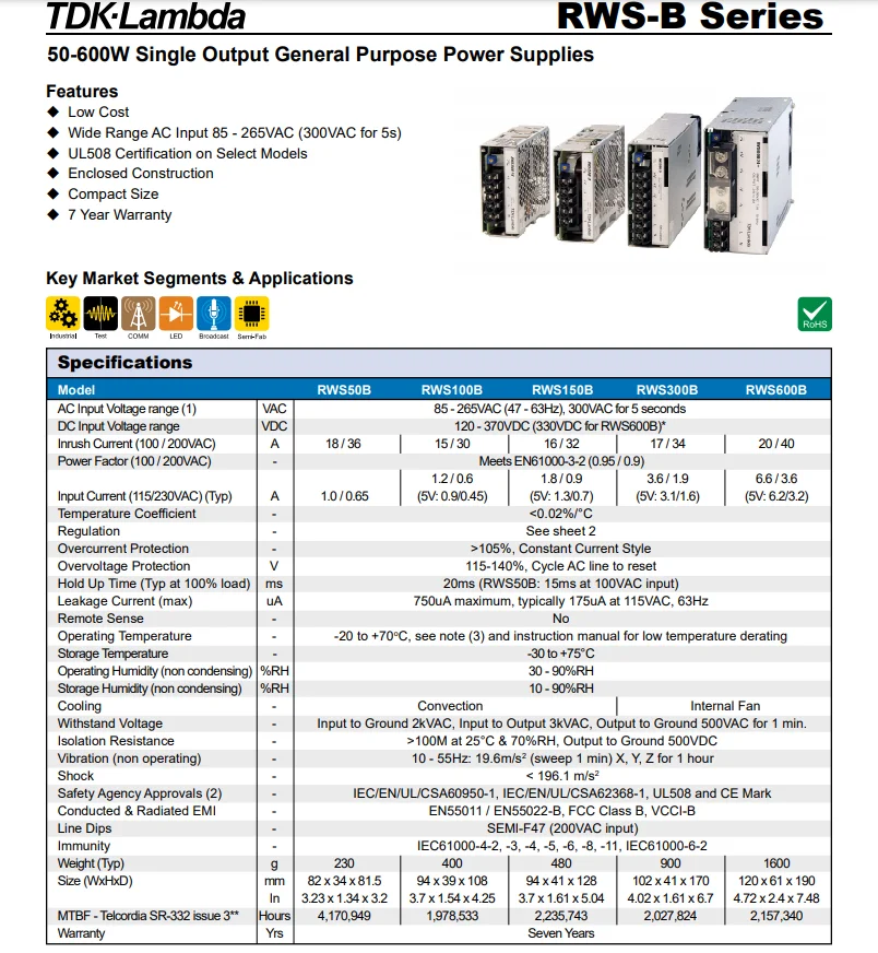 Power Supplies Tdk-lambda Ws-150b-24 - Buy Tdk-lambda,Ac-dc Power Supplies,Ws-150b-24 Product on ...