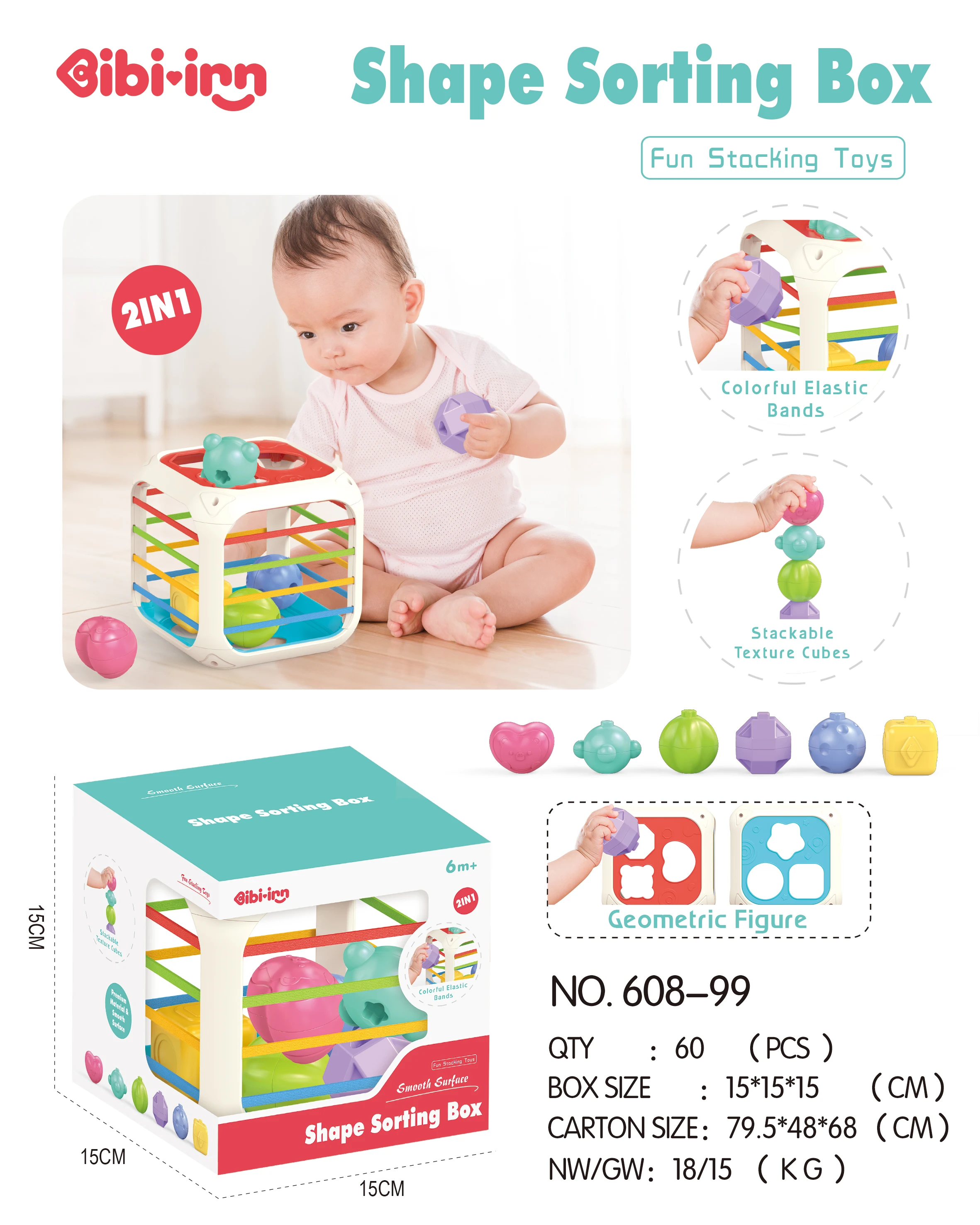 Sensory Learning Baby Sorting Cube Montessory Educational Activity ...