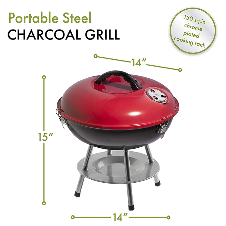 14 Inch Portable Garden Barbecue Family Mini Kettle Grill Outdoor ...