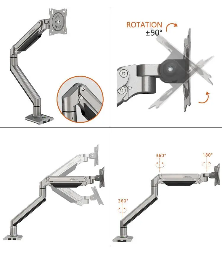 KALOC DS150 Full Motion Ergonomic Monitor Mount - 360° Adjustable