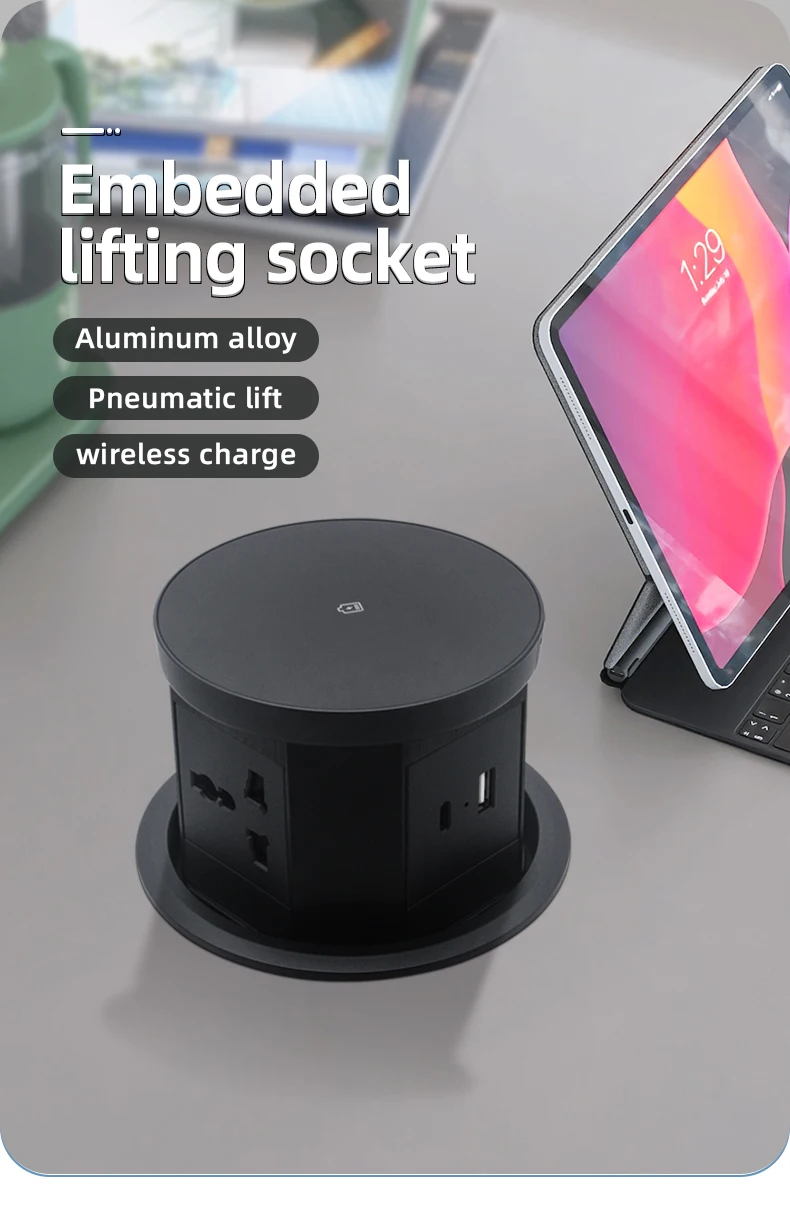 New Design Hidden Retractable Office Tables Power Wireless Charger Pop ...