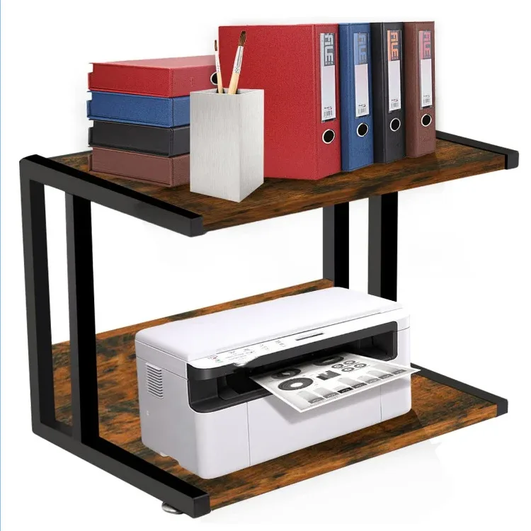 2 Tier Storage Shelves Vintage Printer Stand Holder Desktop Printer ...