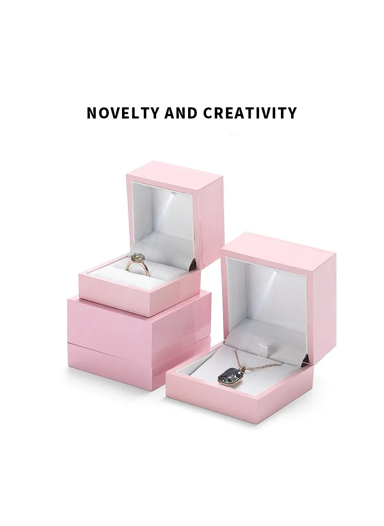 Luxury Wooden Jewelry Packaging Boxes With Led Light Ring Custom Logo ...
