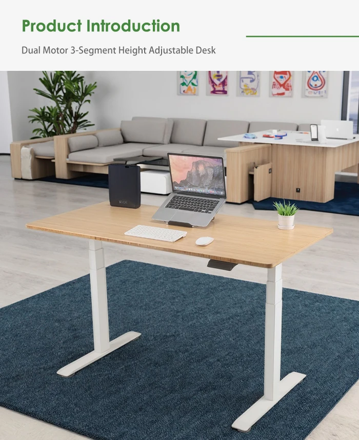 Office Furniture Dual Motor Sit Stand up Lift Desk Computer Table Smart ...