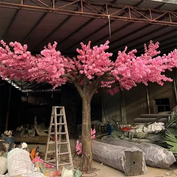 Outdoor Indoor Faux Sakura Artifical Pink White Flower Tall Plant ...