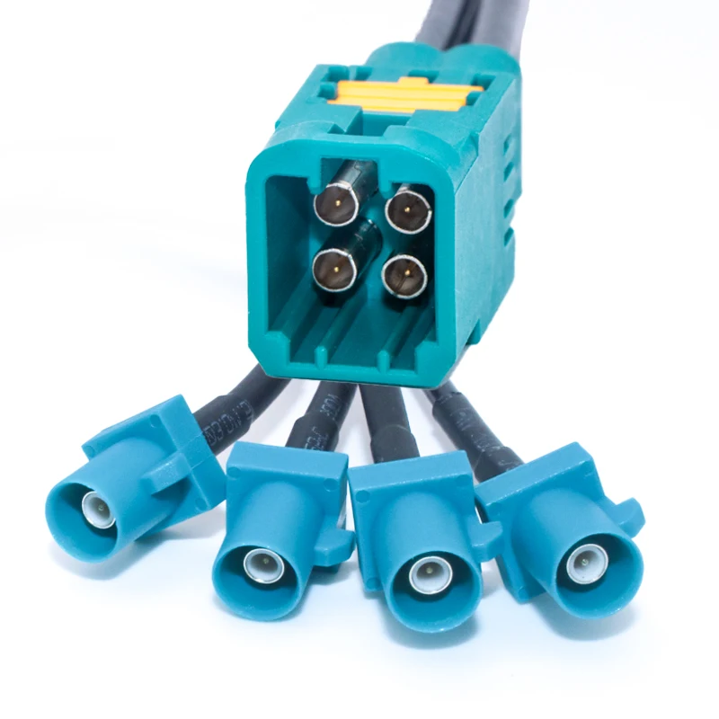 Mini Fakra Male Jack 4-Pin to SMA Female Quad Harness Cable