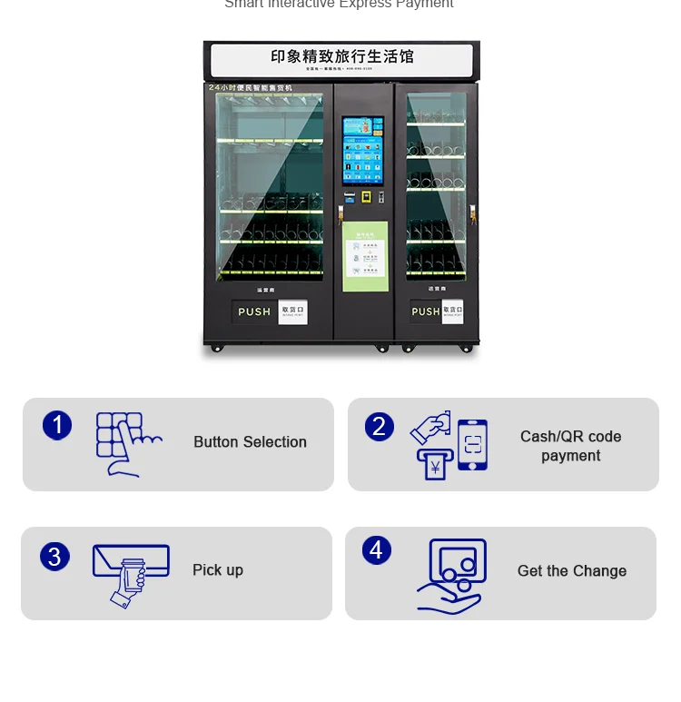 Self Service Touchscreen Vending Machine Combo for Foods & Drinks - OEM
