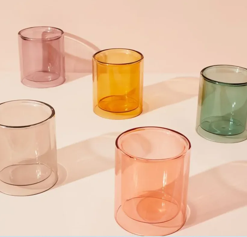 High Quality Borosilicate Glass Container Luxury Empty Colorful Double ...
