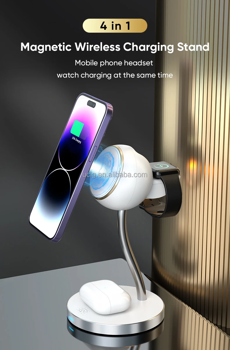 Universal Magnetic Stand 15w Wireless Smart Charger Portable 4 In 1 ...