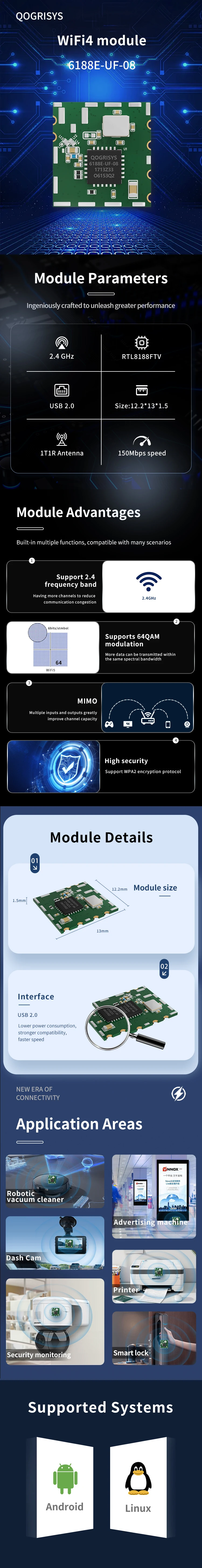 Small Size and WIFI Single-Band 1X1 Realtek 8188FTV 150mbps Usb Wifi ...