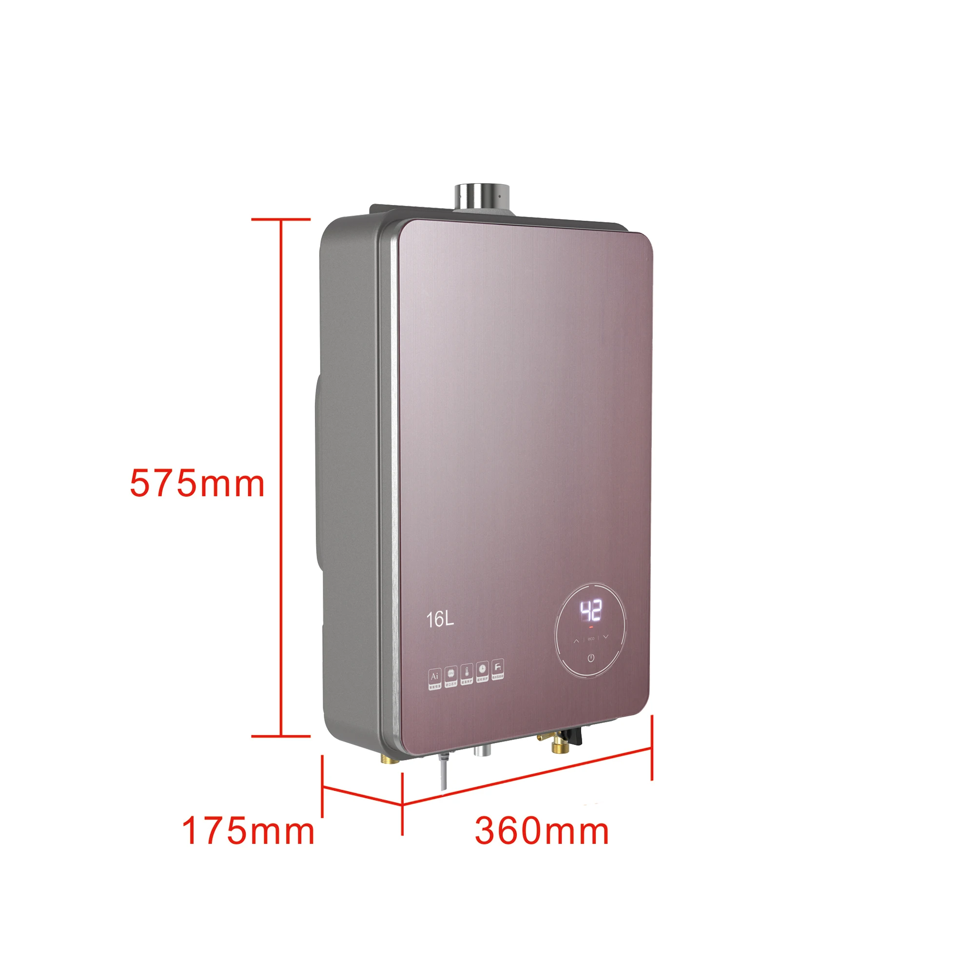 16L Tankless Gas Geyser Instantaneous Hot Water Heater Copper Heat ...