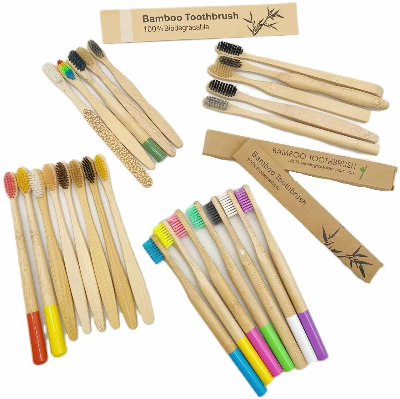 Biodegradable Wooden Bamboo Toothbrush BPA-free Soft Bristles Tooth ...