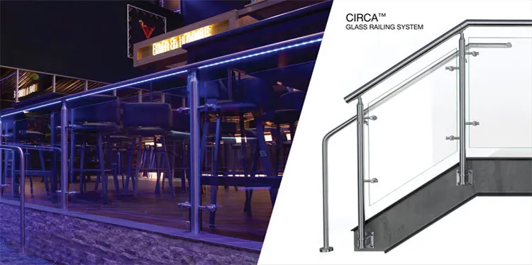 Modern Design Stainless Steel Stair Handrail Glass Railing with LED Light