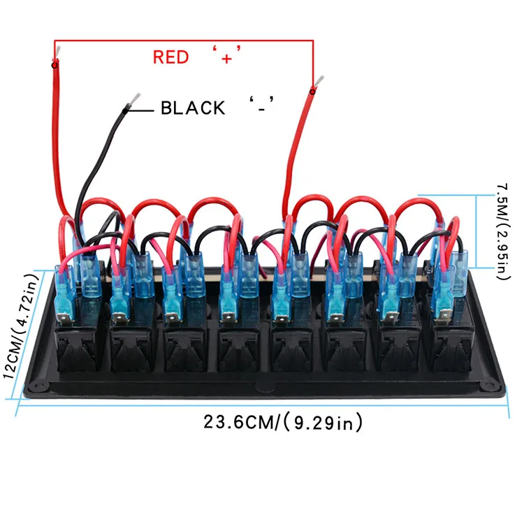 8 Gang Led Boat Rocker Switch Panel 12v Illuminated Momentary Rocker ...