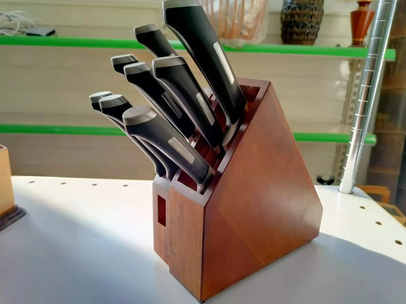 Universal Natural Bamboo 14-piece Triangle Kitchen Knife Block Wider ...