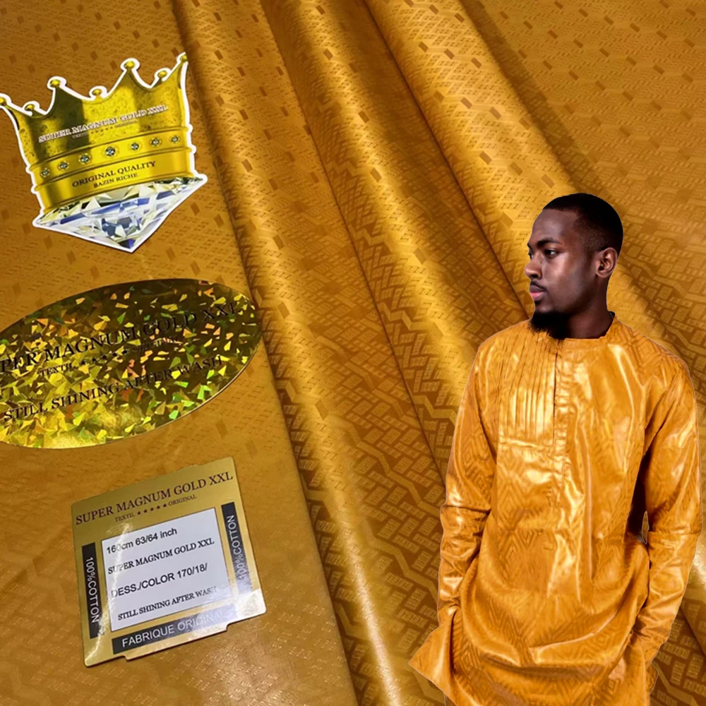 High Quality Super Magnum Gold Bazin Riche Vip 100% Cotton Shining ...