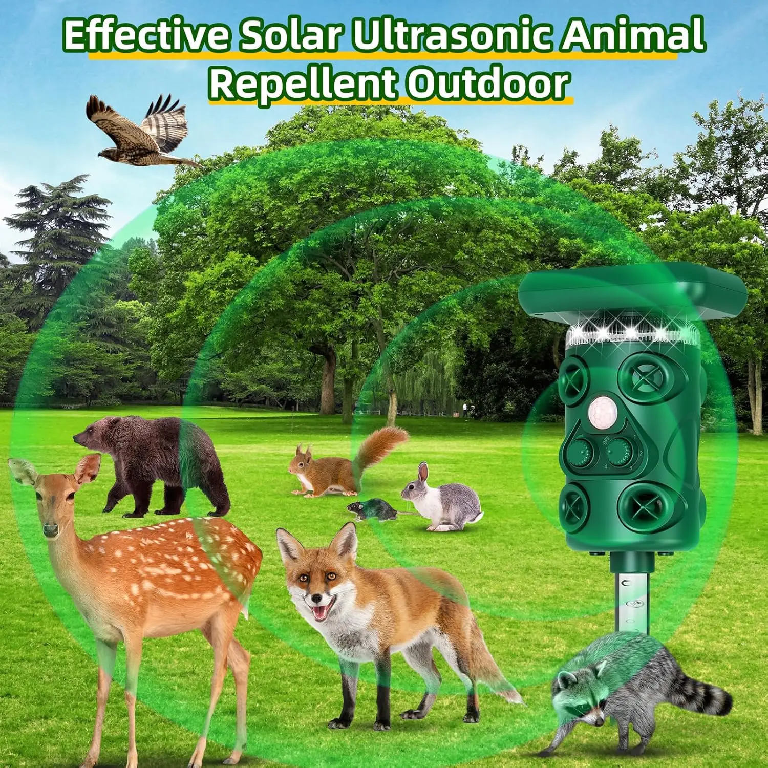 Outdoor Wildlife Control Device Motion Sensor Flash Waterproof Solar ...