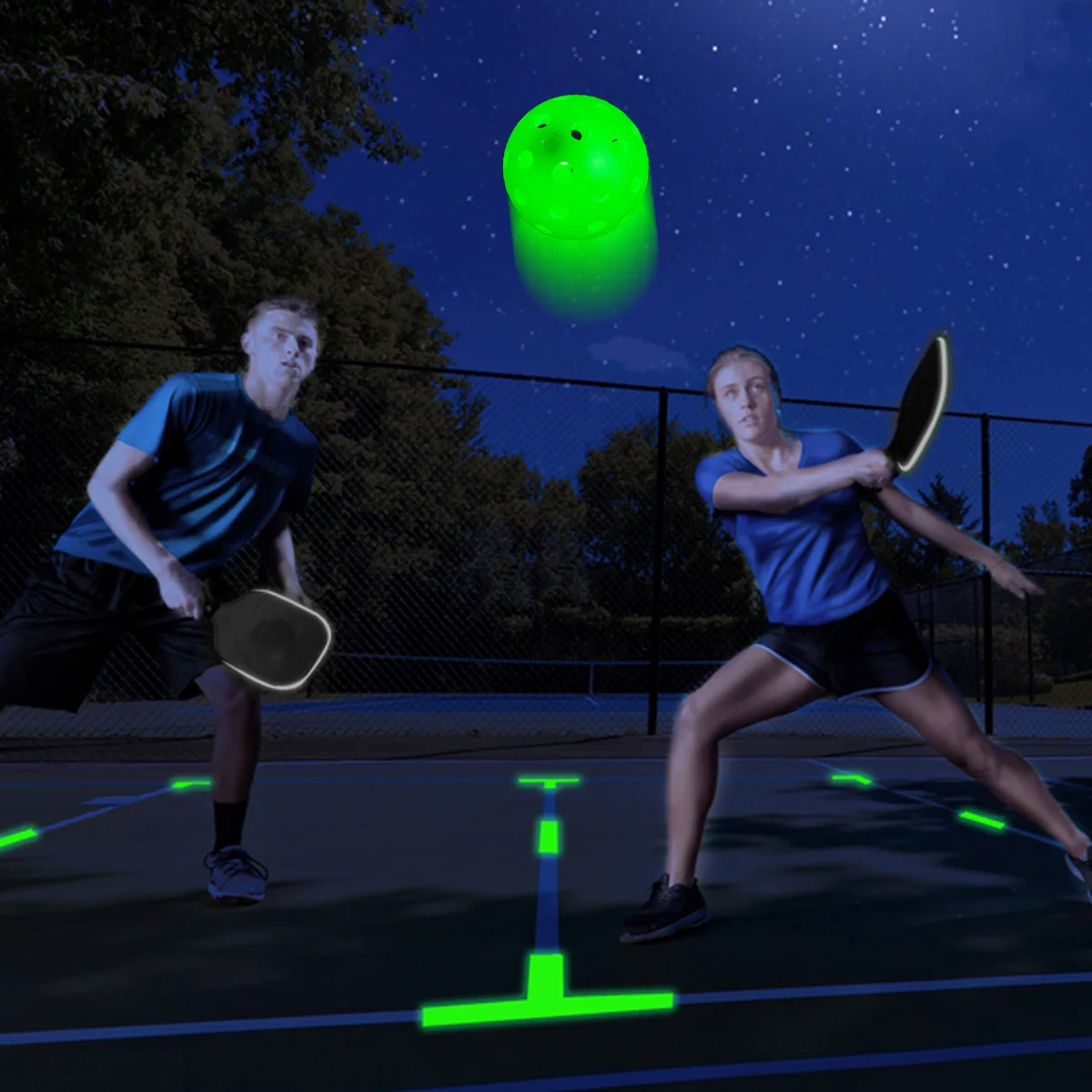 Glow-in-the-dark Pickleballs - 40 Holes Built-in LED Light