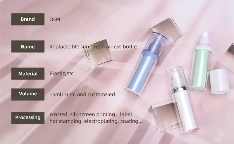 Unique Acrylic Airless Pump Bottles 30ml & 15ml for Sunscreen Lotion, Cream, and Cosmetic ...