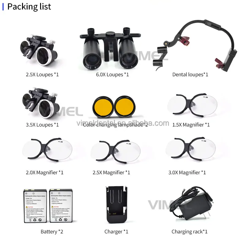 6X Dental Loupes with 5W LED Headband Lamp - VIMEL Tools