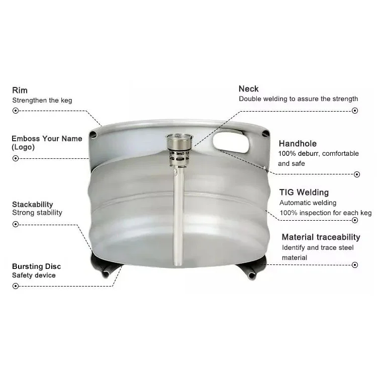 Stainless Steel 20L 30L 50L Mini Beer Kegs - Durable & Recyclable