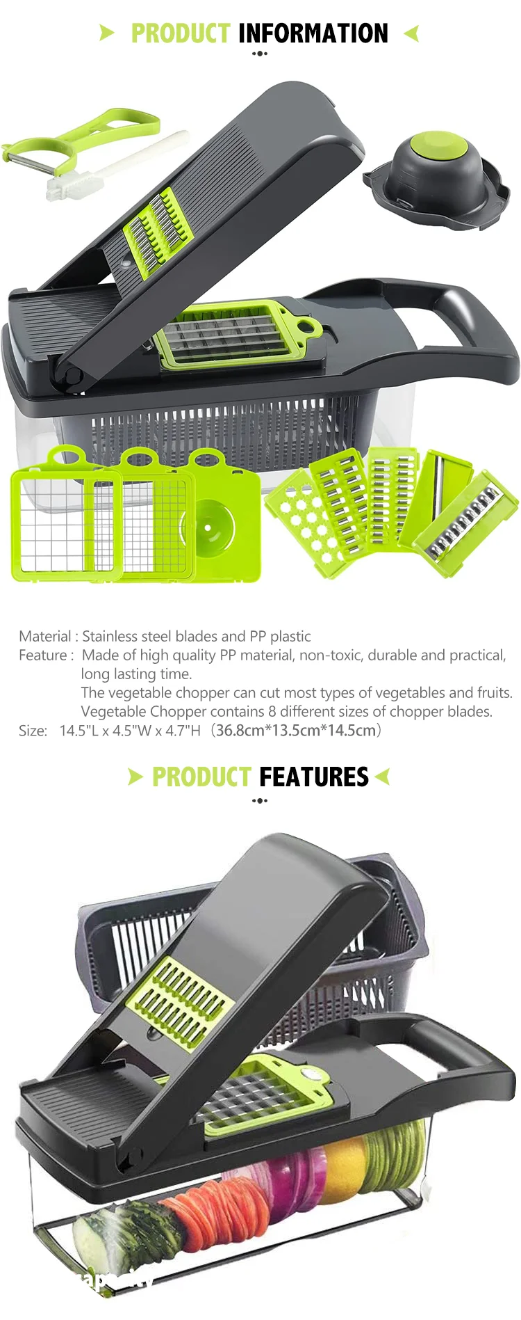 Manual Multifunctional Vegetable Cutter Slicer With Hand Guard Kitchen ...