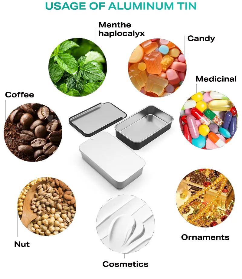 Luxury White Square Sliding Tin Metal Container for Cosmetics & Food