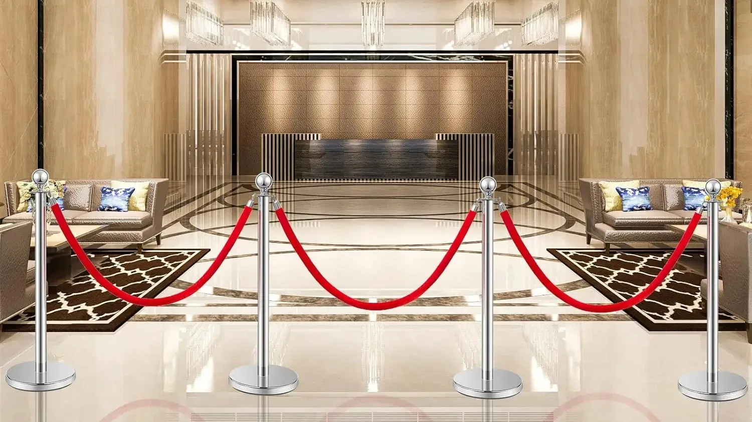 Stanchions Red Carpet Ropes And Poles Heavy Duty Easy To Assemble ...