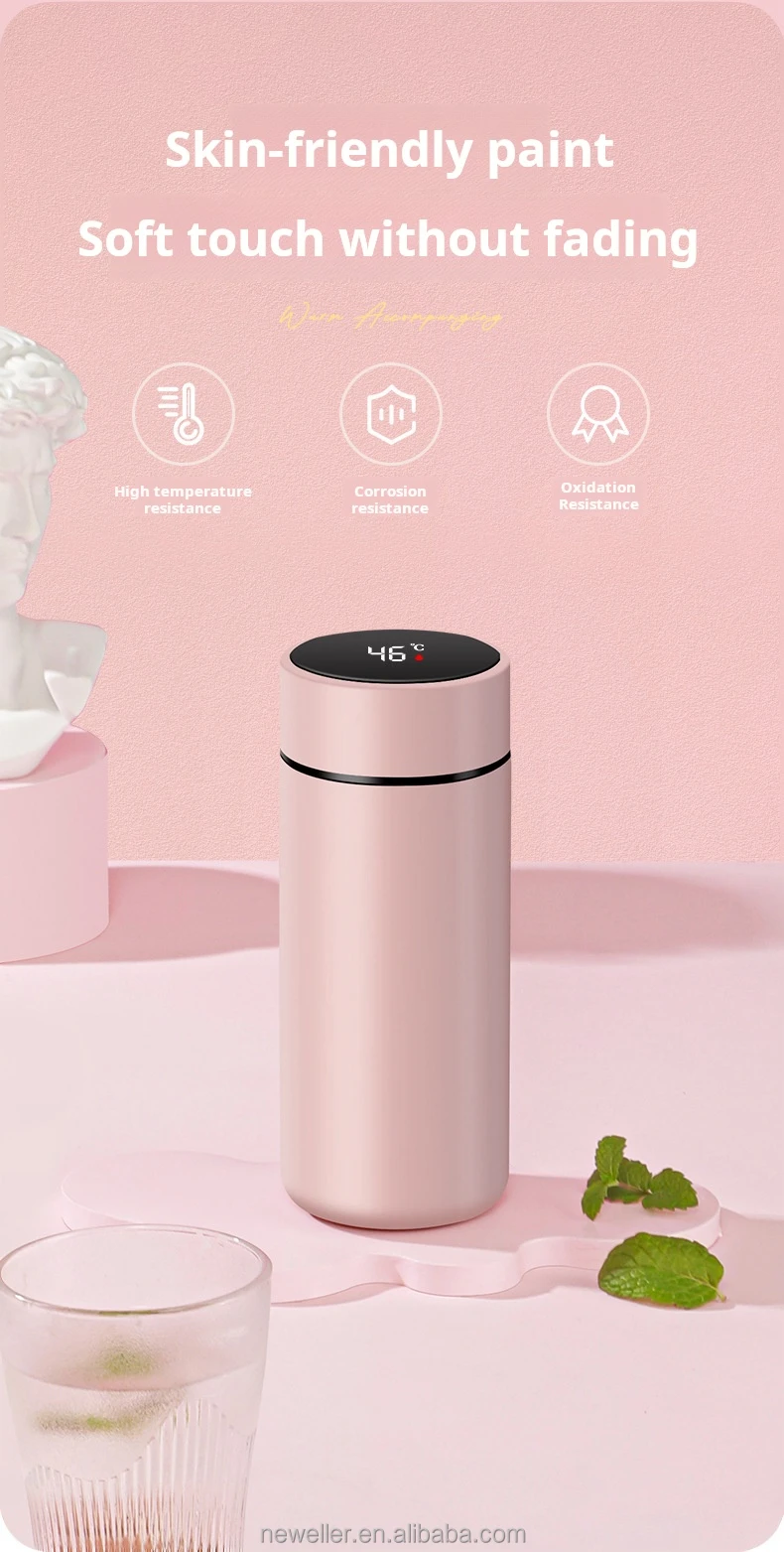 Newell Smart Led Temperature Display Metal Insulation Water Bottle Cup Stainless Steel ...