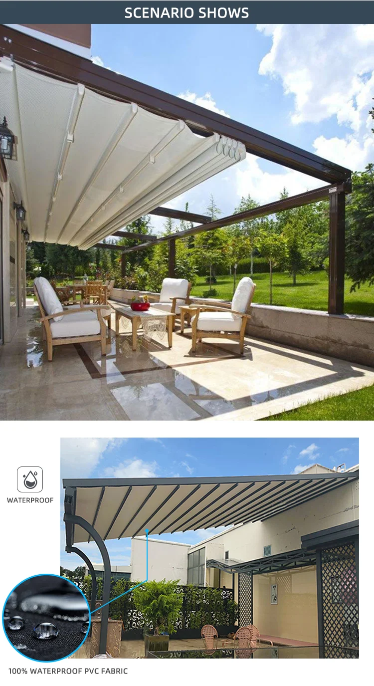 Motorized Retractable Roof Foldable Pergola Canopy Retractable ...