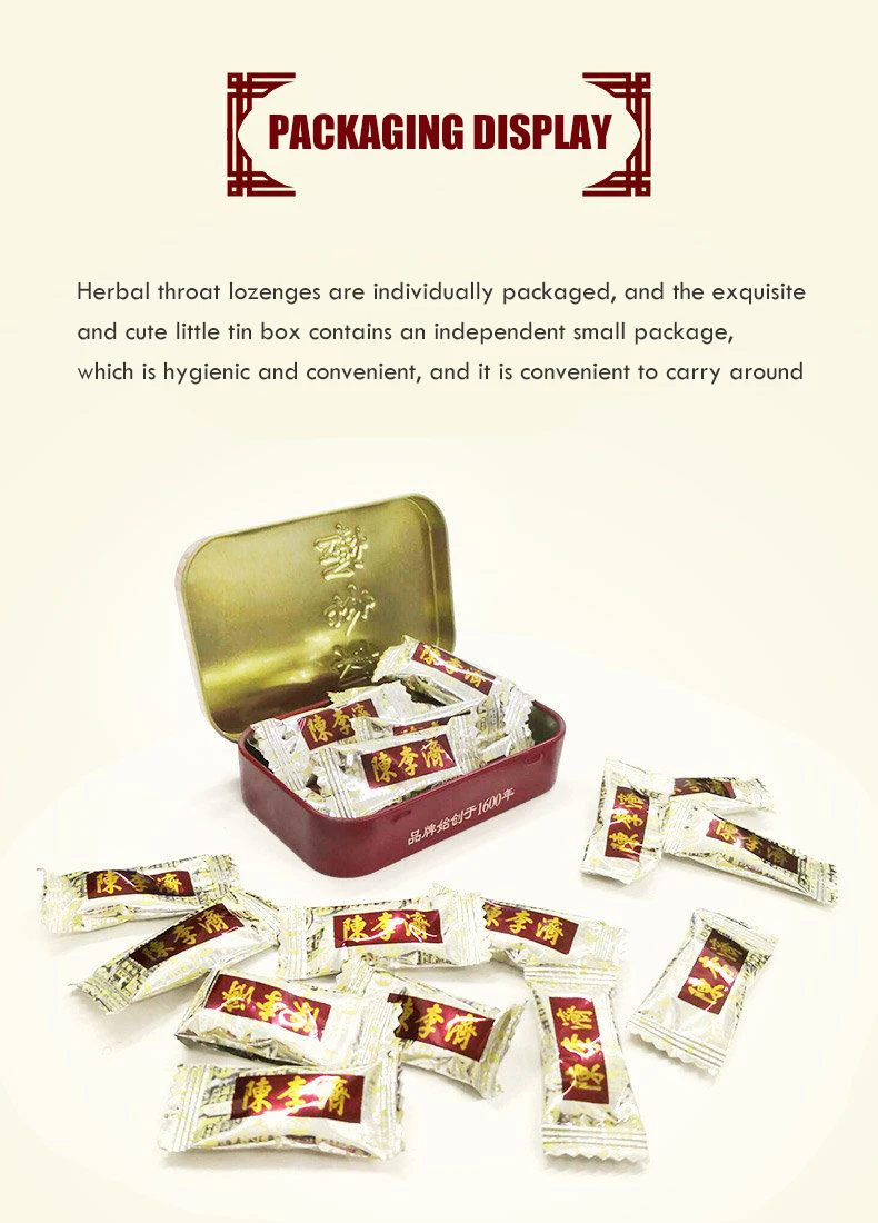 Traditional Chinese Herbal Throat Lozenges Packed In Iron Boxes With ...