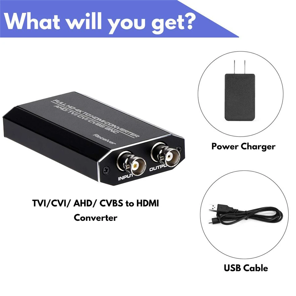 4K HDMI to AHD Converter Adapter - Full HD 1080P for Monitor HDTV Dvrs