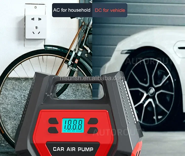 ACDC Mini Electric Hand-Held Air Compressor 12V/240V Tire Inflator with ...
