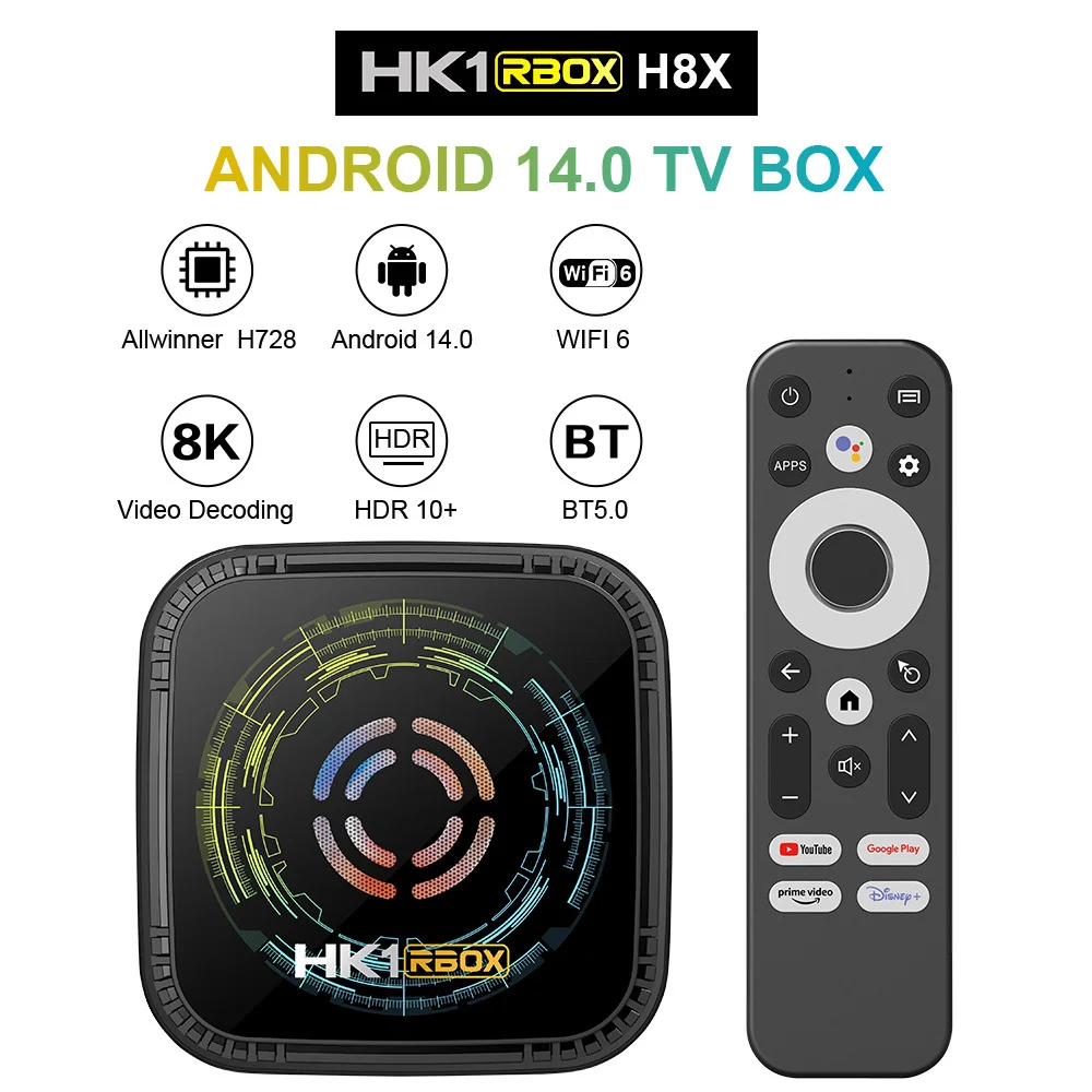 Android 14 TV Box Octa 8 Core HK1 RBOX H8X - 64G Media Player