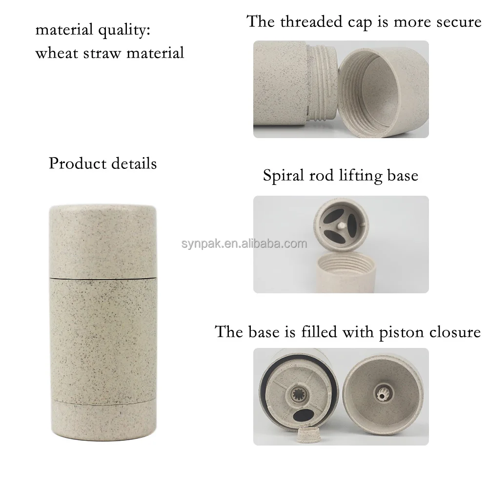 75ml Custom Empty Biodegradable Wheat Straw Pcr Twist Up Deodorant ...