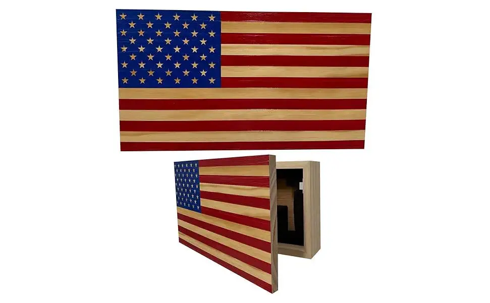 Hidden Gun Storage American Flag Concealment Shelves Freedom Cabinet ...