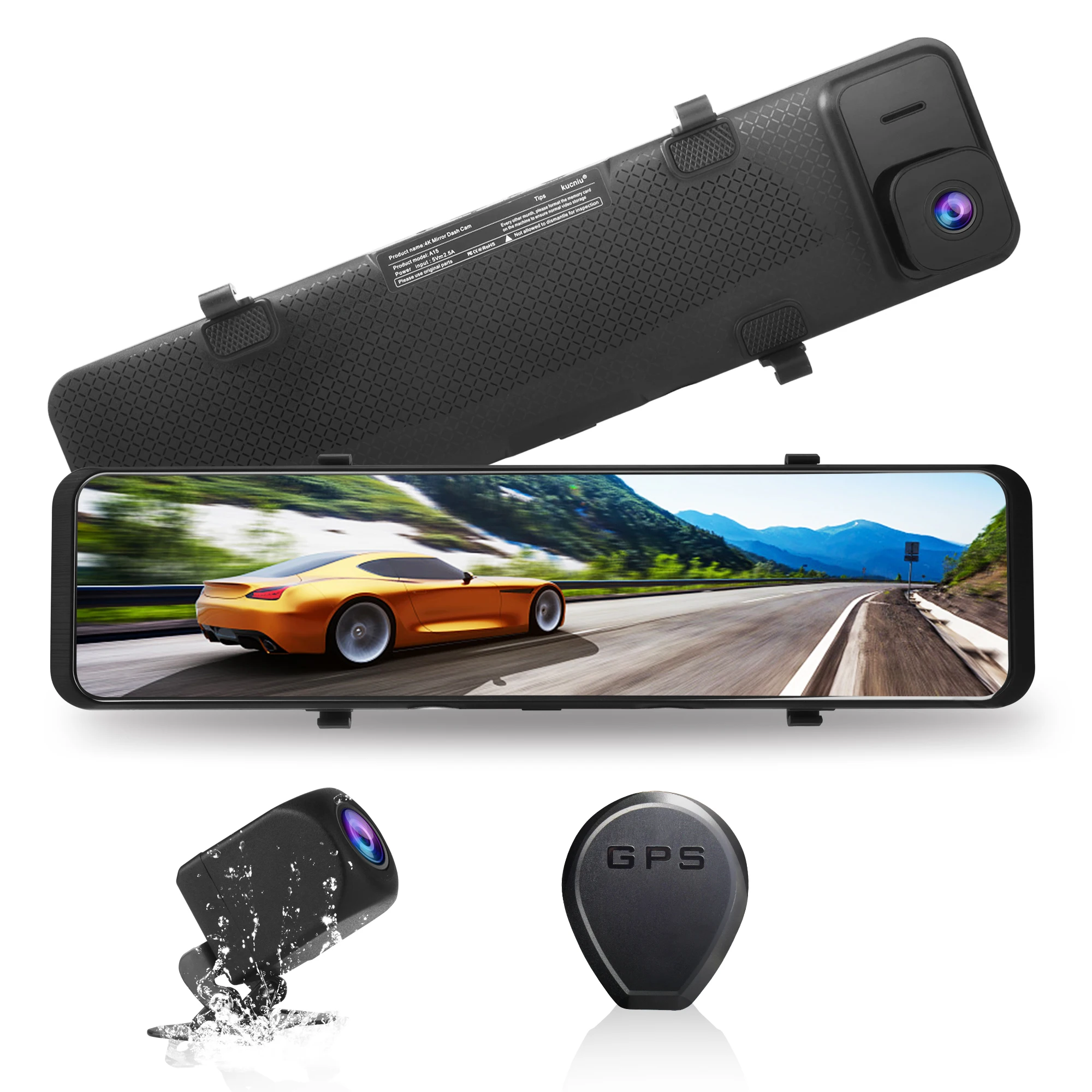 Zimtop 10 Inch Mirror Dash Cam Front And Rear Dashcam 4k Wifi Gps Night ...
