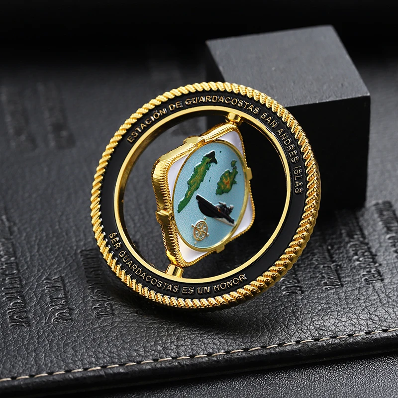 Gold Metal Color Spray Printing Rotary Custom Spinning Challenge Coin ...