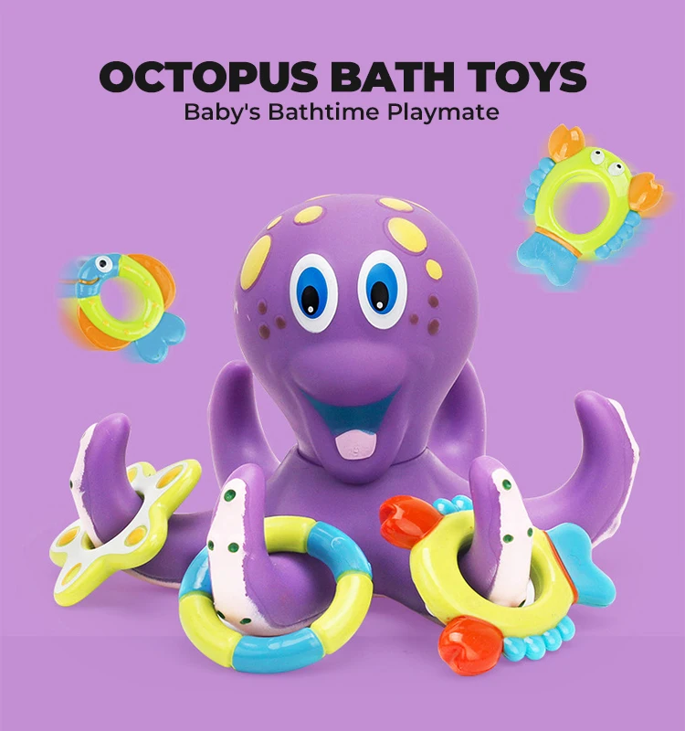 Interactive Purple Floating Octopus Bath Shower Toy Made Of Plastic ...