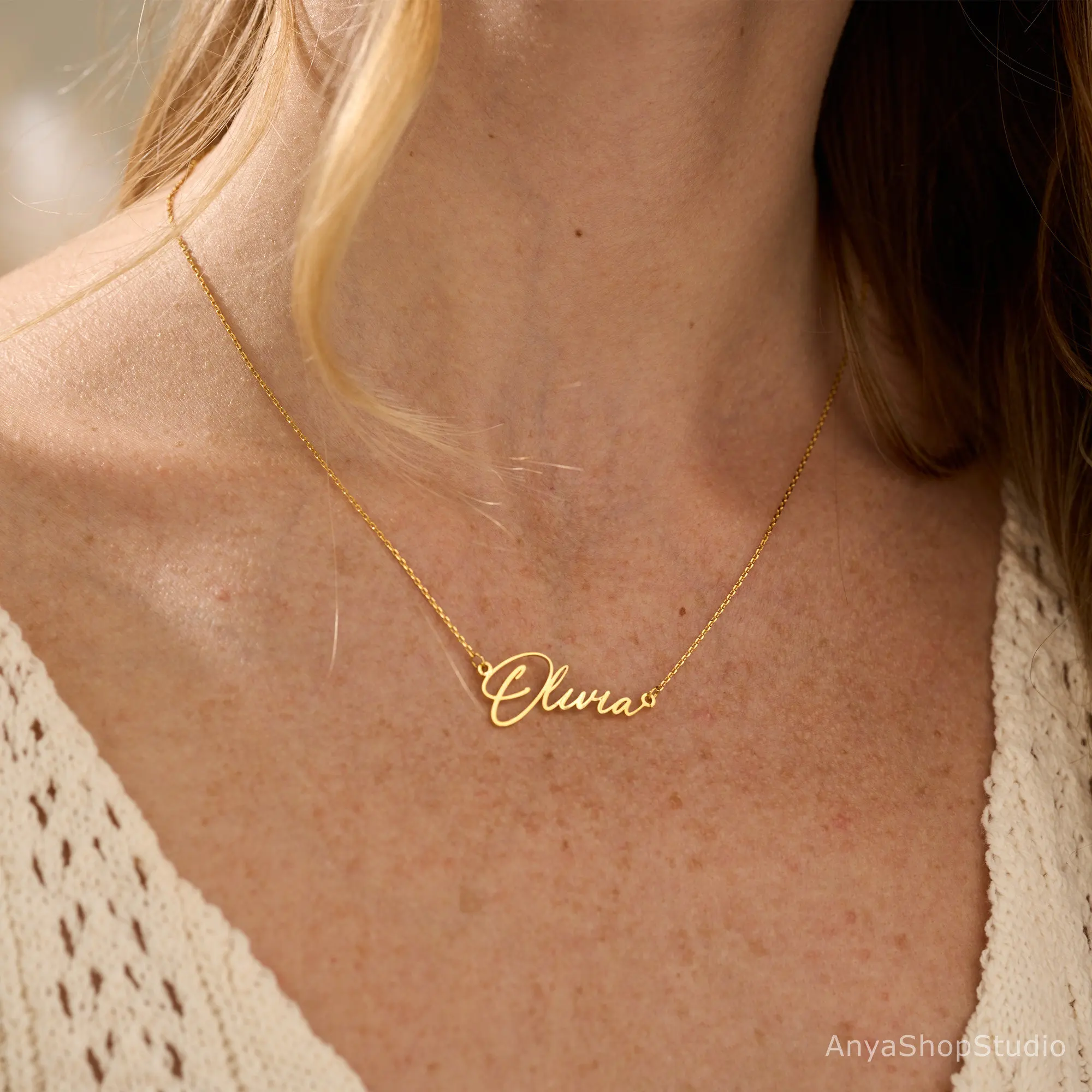 Stainless Steel 18k Gold Plated Custom Name Necklace Jewelry For Women