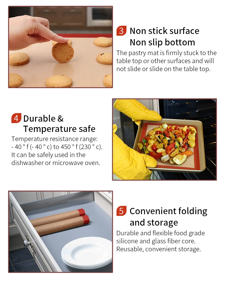 Baking Mat Wholesale Price Custom Heat Resistant Resistant Silicone 3 ...