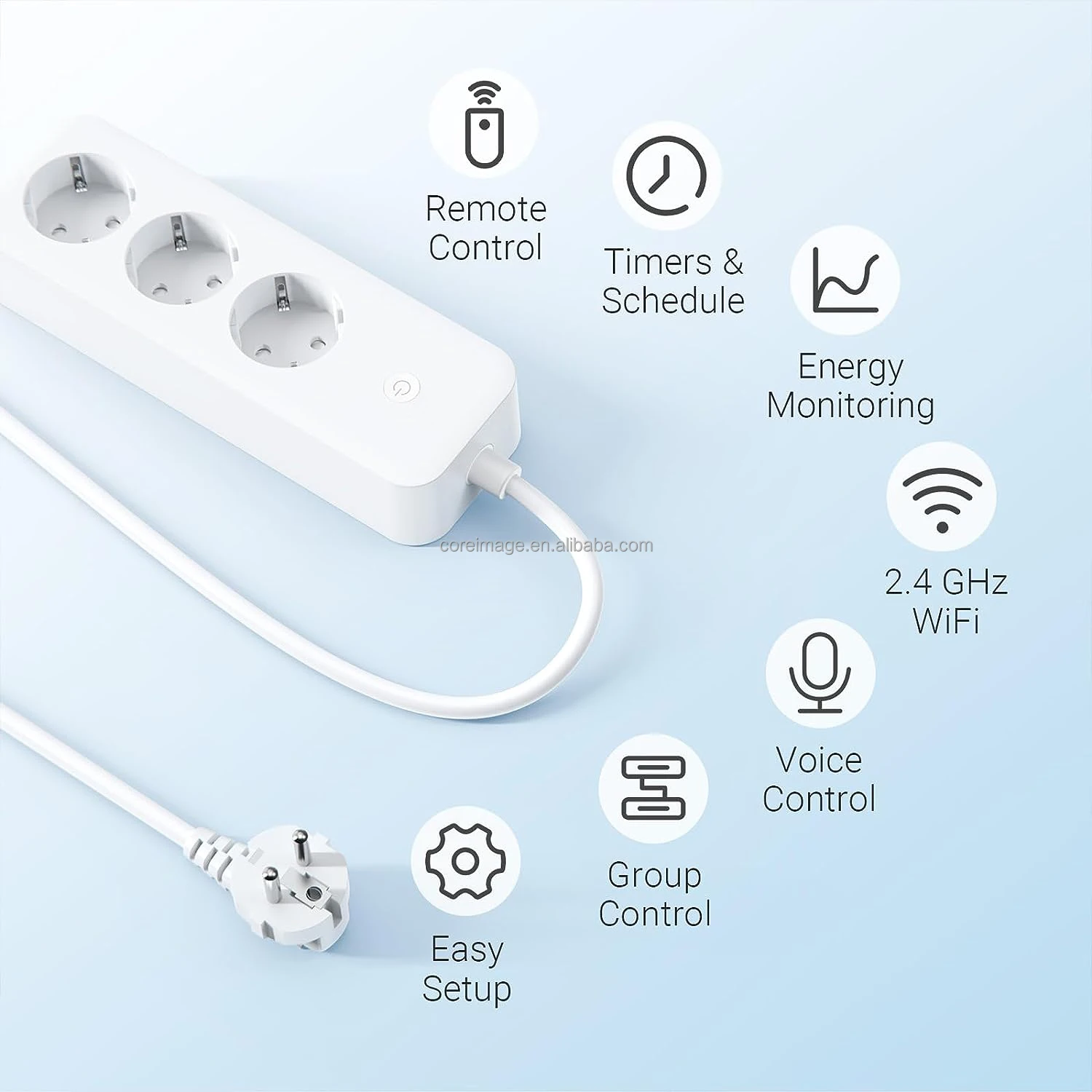 3ac Power Strip Eu 16a Timer Setting Multi Socket Wifi Connection Voice ...