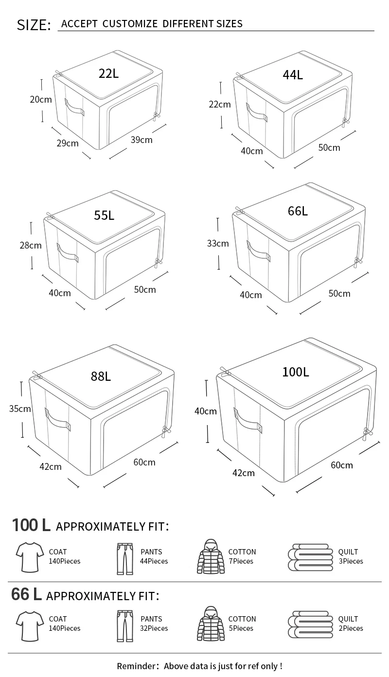 Modern 100L Steel Frame Storage Box Eco-Friendly Oxford Cloth Organizer ...