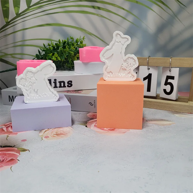 Rabbit Kisses Butterfly Plaster Silicone Mold Spring Flower Rabbit ...