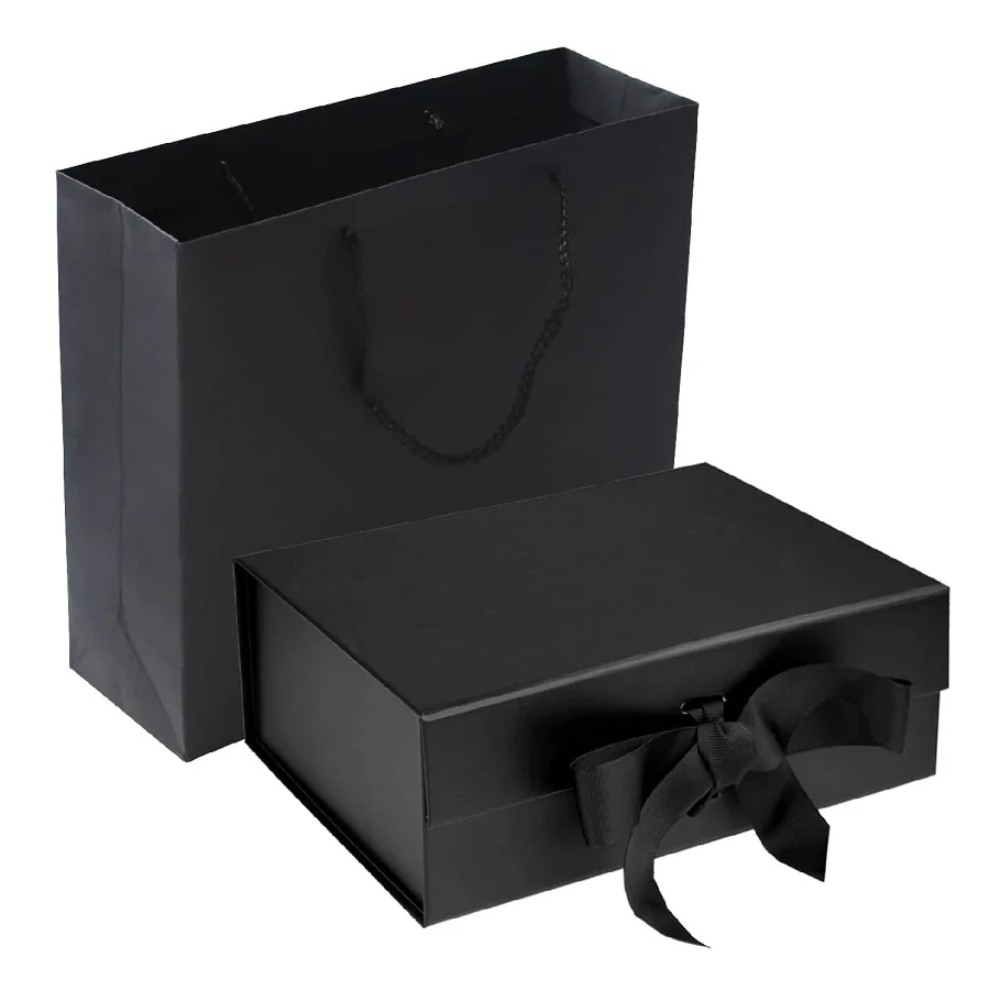 Free Sample Magnetic Gift Box With Lid Ribbons And Gift Bag Medium Size ...