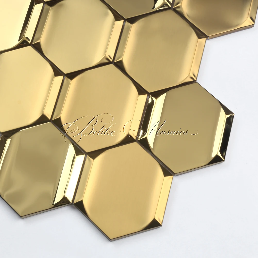 Magnificent Modern Hexagon Mosaic Wall Tile Raised Surface Metal ...