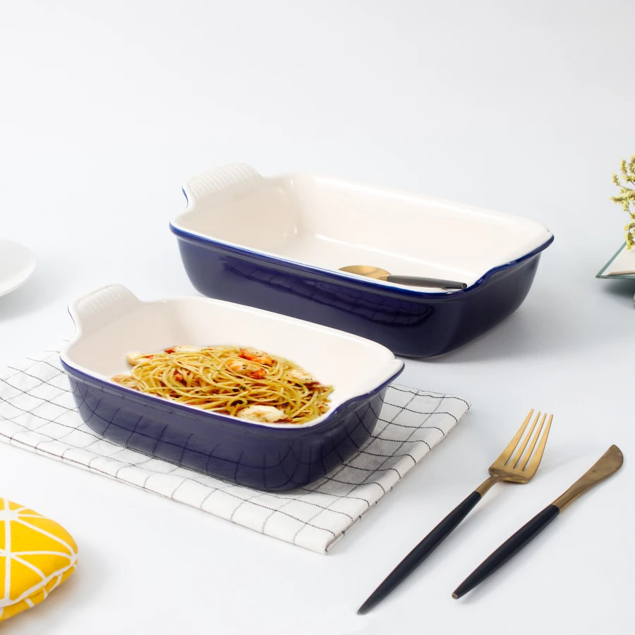 Handmade Modern Custom Porcelain Bakeware Sets Rectangular Ceramic ...