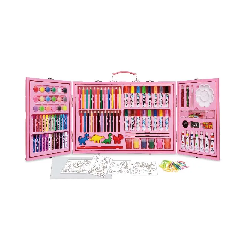 Cartoon Colored Drawing Crayons Pencil Wooden Case Box Art Set For ...