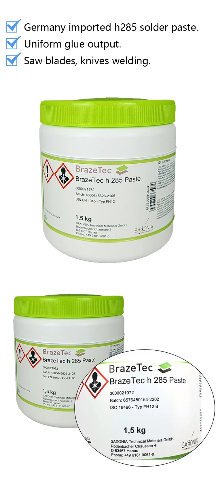 Germany 1.5kg Braze Tec H285 Soldering Paste Flux for Electronic ...